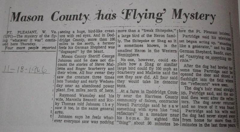 Mason County has 'Flying' Mystery | TheMothMan Wikia | Fandom