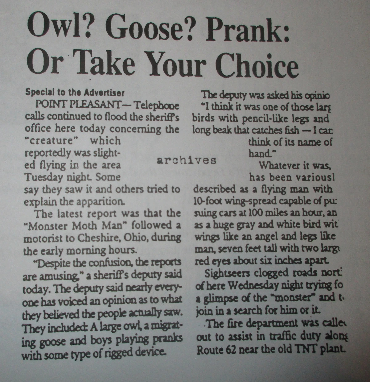 Owl? Goose? Prank: Or Take Your Choice | TheMothMan Wikia | Fandom