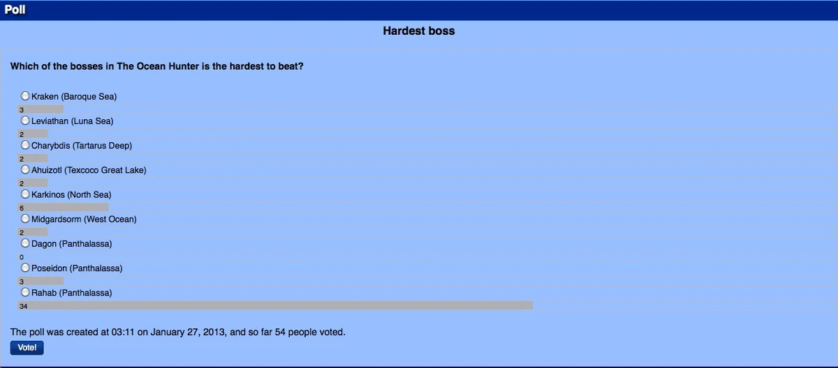 The Ocean Hunter Wiki:Poll History | The Ocean Hunter Wiki | Fandom