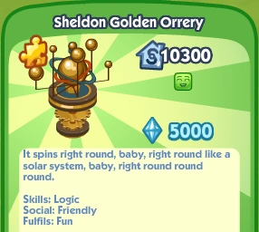Sheldon Golden Orrery | The Sims Social Wiki | Fandom