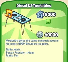 Diesel DJ Turntables | The Sims Social Wiki | Fandom