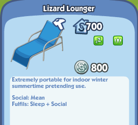 Lizard Lounger | The Sims Social Wiki | Fandom