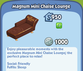 Magnum Mini Chaise Lounge | The Sims Social Wiki | Fandom