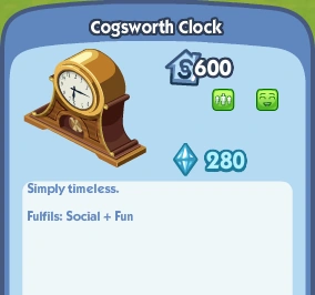 Cogsworth Clock | The Sims Social Wiki | Fandom