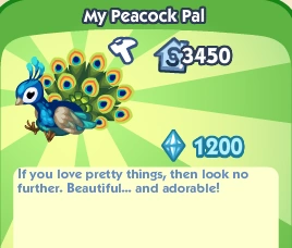 My Peacock Pal | The Sims Social Wiki | Fandom