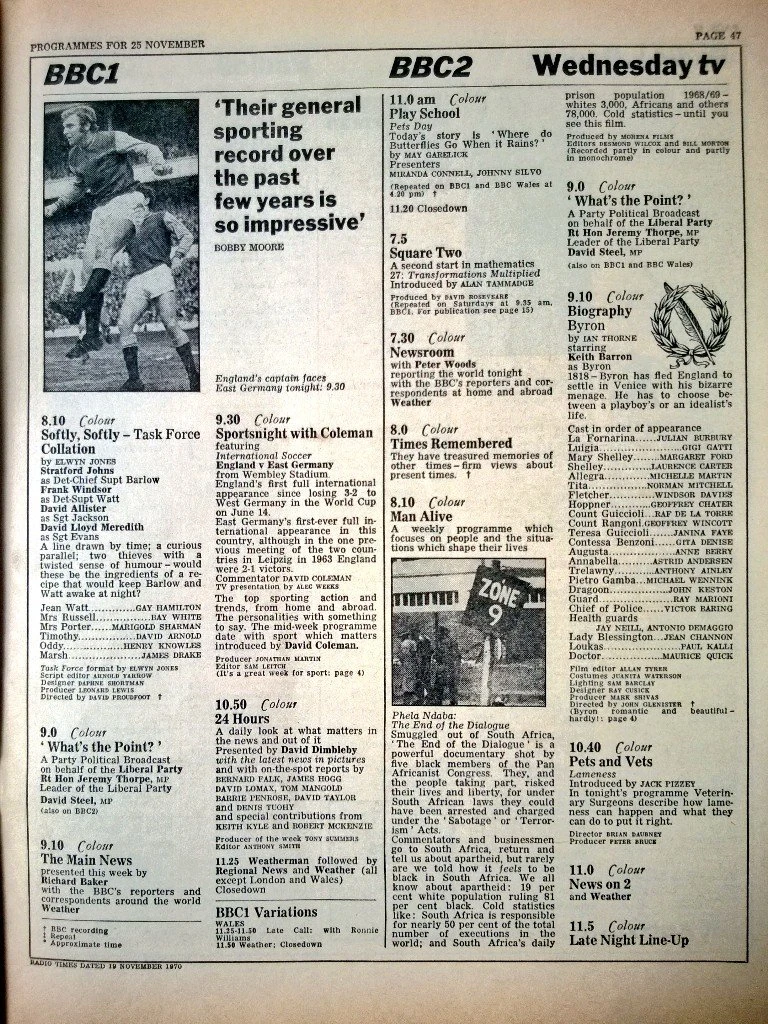 25 November 1970 | A Pop Culture Scrapbook | Fandom
