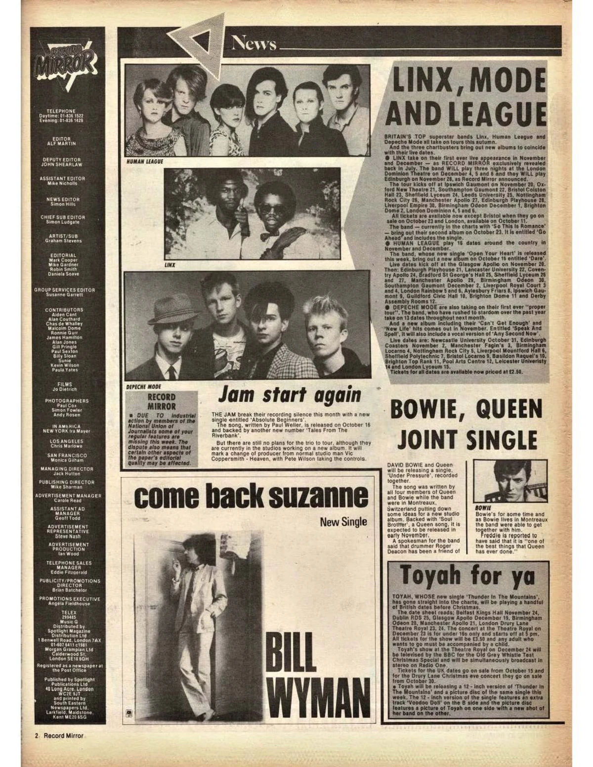 10 October 1981 | A Pop Culture Scrapbook | Fandom