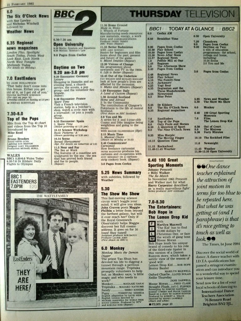 21 February 1985 | A Pop Culture Scrapbook | Fandom