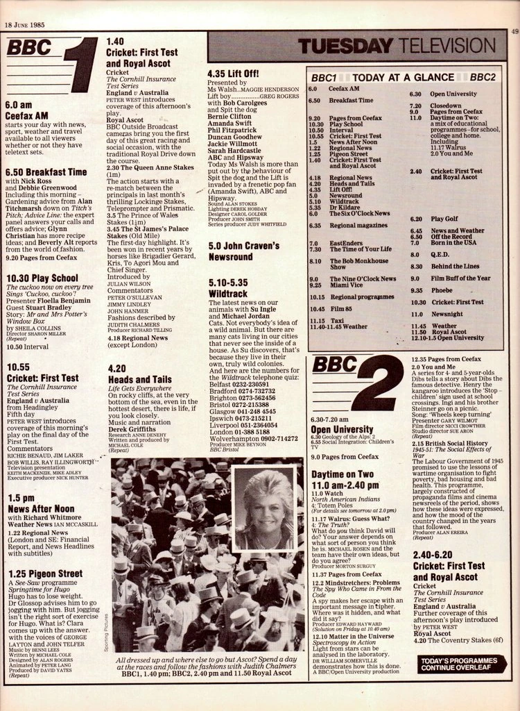 18 June 1985 | A Pop Culture Scrapbook | Fandom