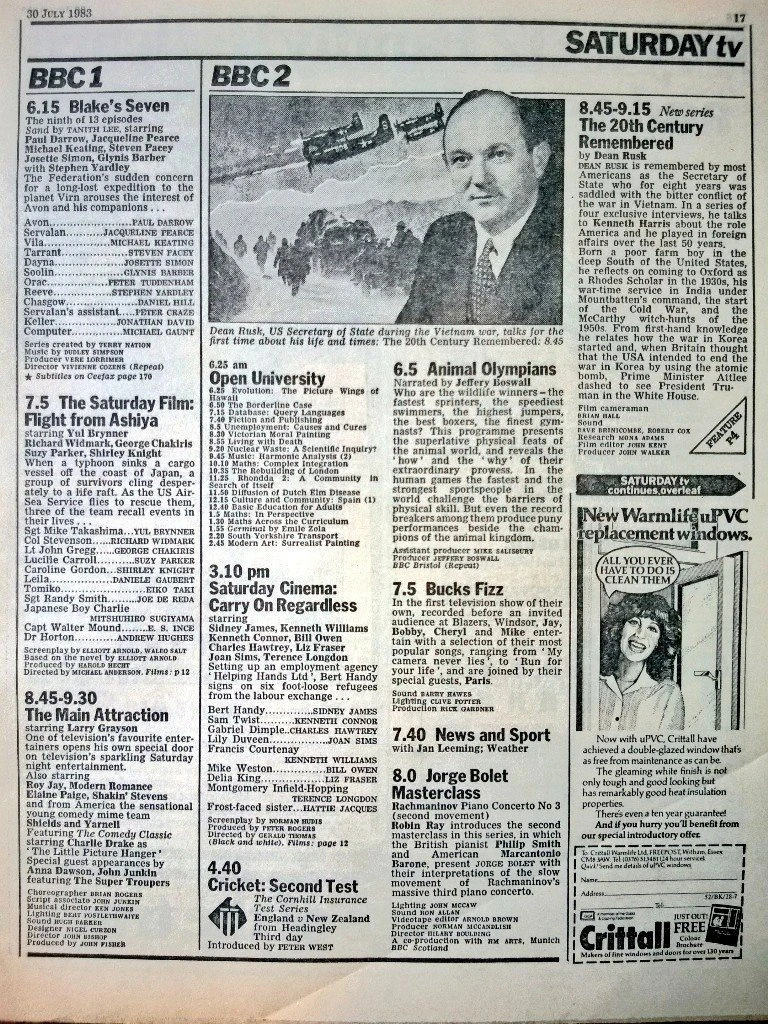 30 July 1983 | A Pop Culture Scrapbook | Fandom