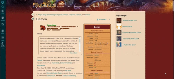 TibiaWiki:New website skin and new features | TibiaWiki | Fandom