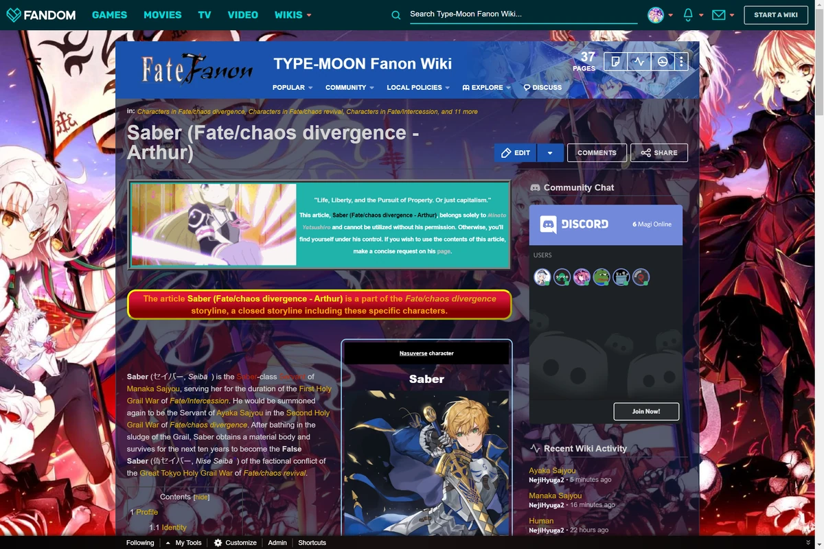 Saber (Fate/Prototype: Aria - Arthur) | Type-Moon Fate Fanon Wiki | Fandom