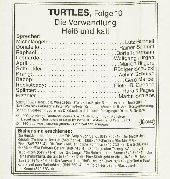 Teenage Mutant Hero Turtles (OHHA) cassette 10 | TMNTPedia | Fandom