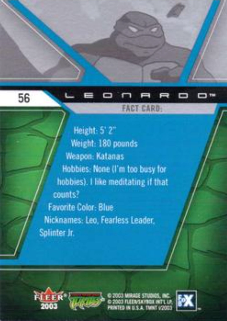 Leonardo Fact Card | TMNTPedia | Fandom
