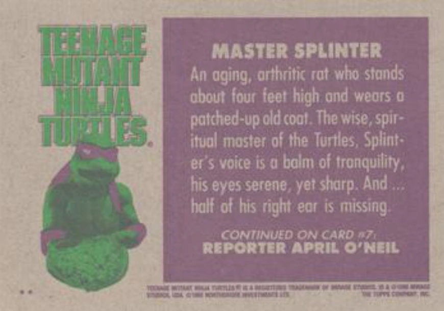 Master Splinter (1990 trading card) | TMNTPedia | Fandom