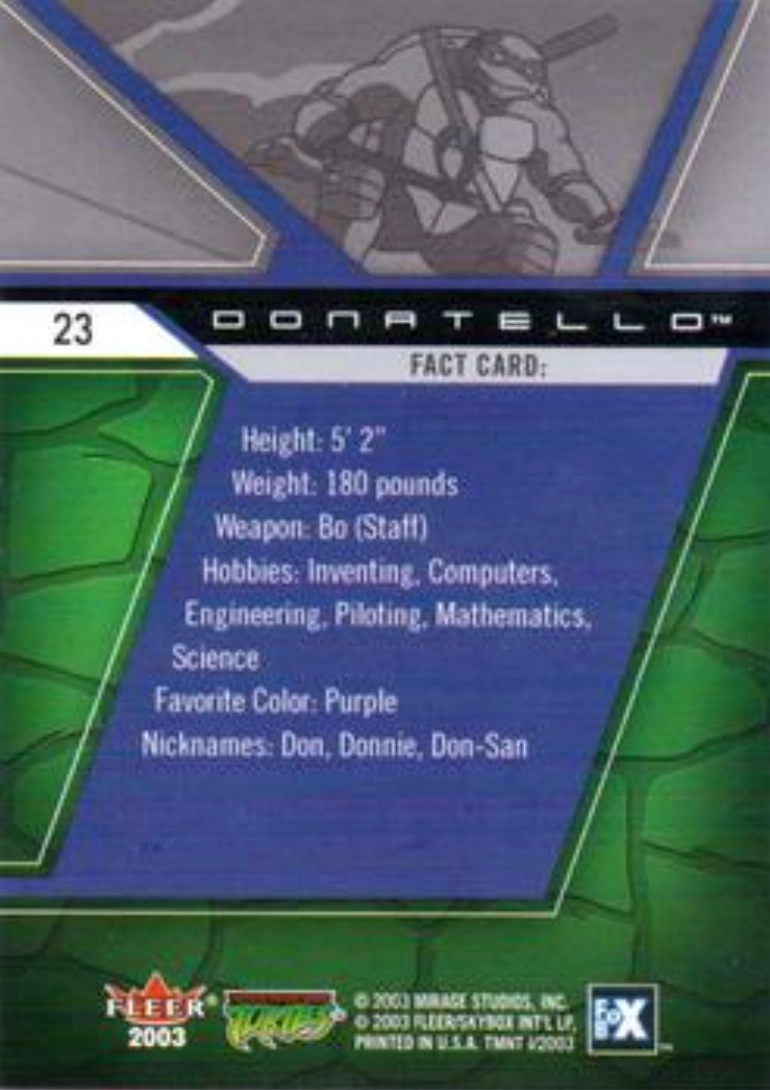 Donatello Fact Card | TMNTPedia | Fandom
