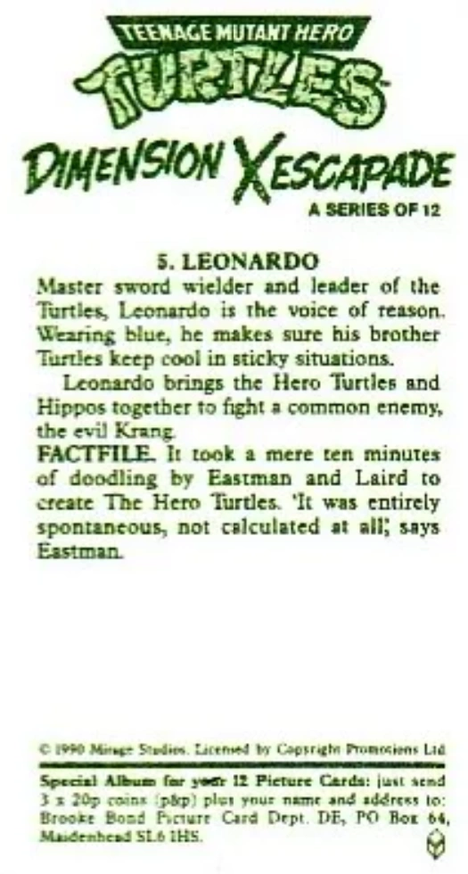 Leonardo (tea card) | TMNTPedia | Fandom
