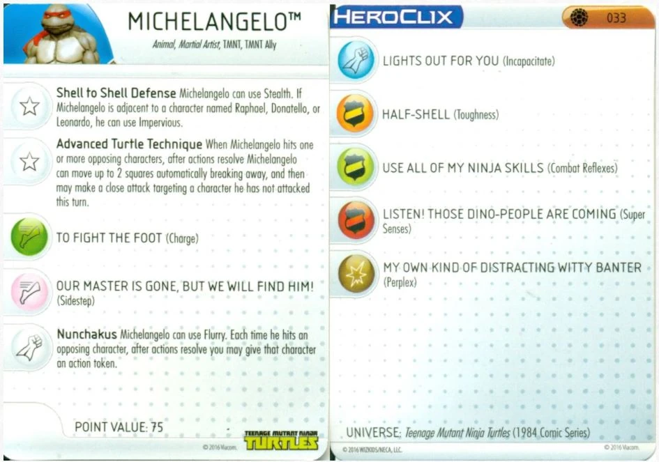 Michelangelo (Heroclix TMNT1-033) | TMNTPedia | Fandom