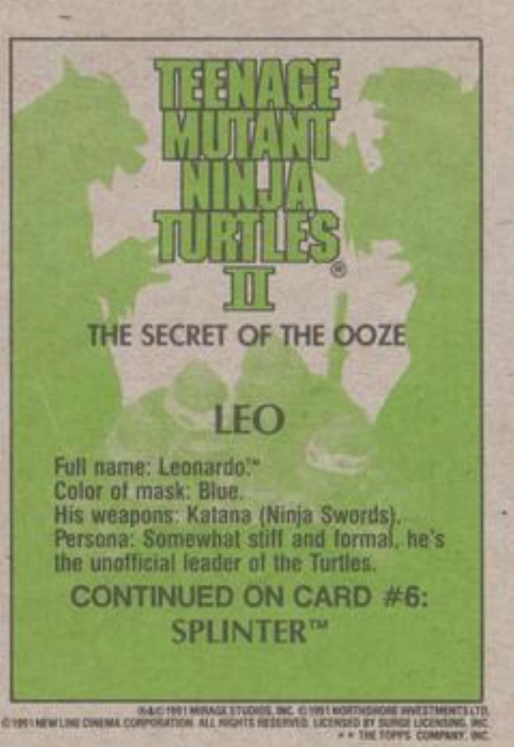 Leo (1991 trading card) | TMNTPedia | Fandom