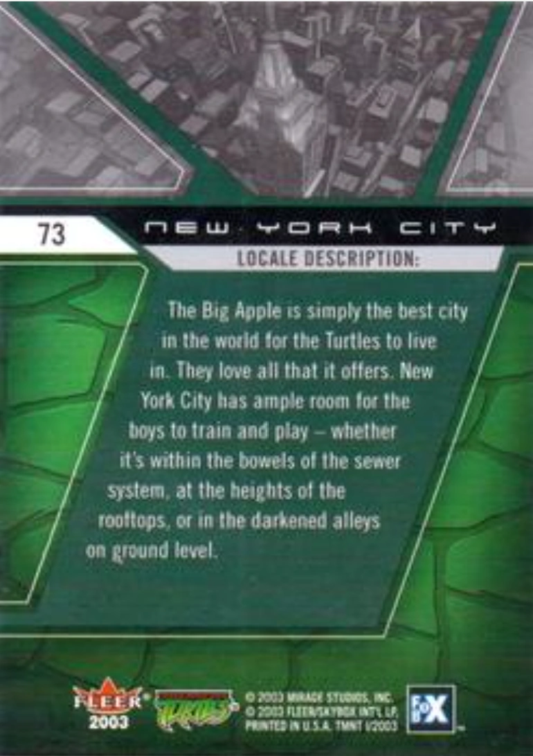 New York City (2003 trading card) | TMNTPedia | Fandom