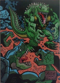 Card 81 Dino Raph and Leatherhead (Art of TMNT) | TMNTPedia | Fandom