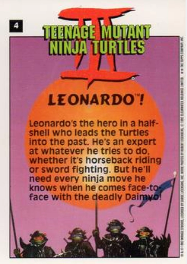 Leonardo! (1992 trading card) | TMNTPedia | Fandom