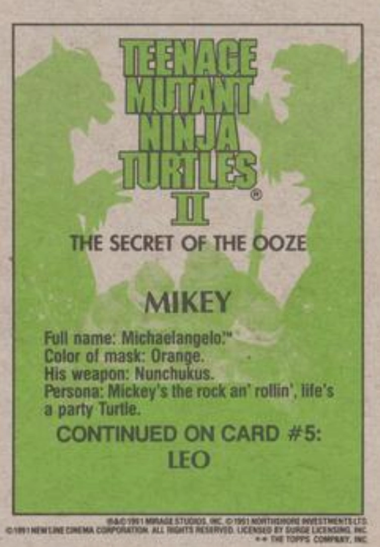 Mikey (1991 trading card) | TMNTPedia | Fandom