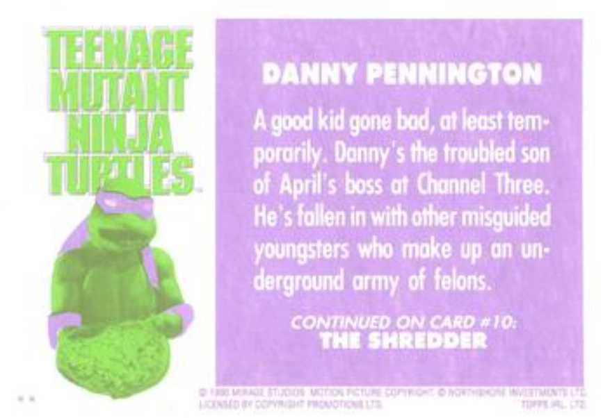Danny Pennington (1990 trading card) | TMNTPedia | Fandom
