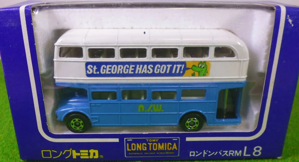 Long Tomica London Bus- St. George Has Got It! (World Double-Decker Bus ...