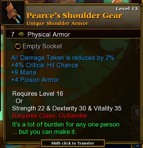 Pearce's Shoulder Gear | Torchlight Wiki | Fandom