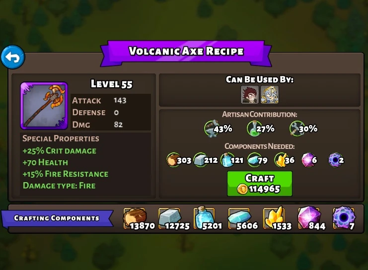 Volcanic Axe | Tower Keepers Wiki | Fandom
