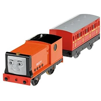 Rusty with Red Narrow Gauge Coach and two half straight track pieces ...