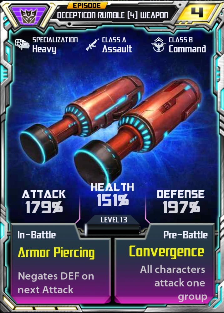 Decepticon Rumble (4) Weapon | Transformers Legends Wiki | Fandom