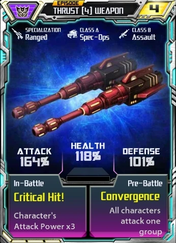 Thrust (4) Weapon | Transformers Legends Wiki | Fandom