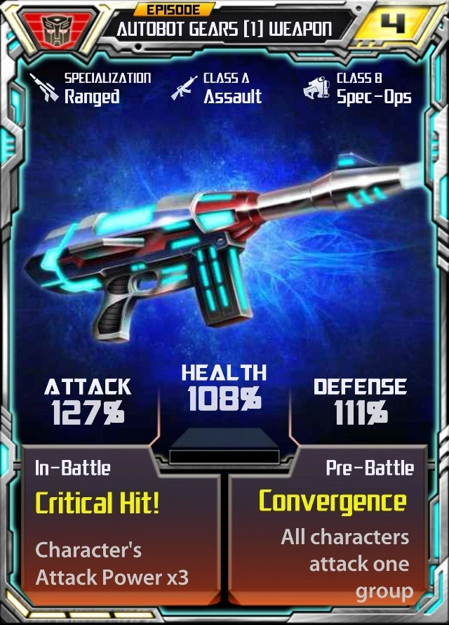 Autobot Gears (1) Weapon | Transformers Legends Wiki | Fandom