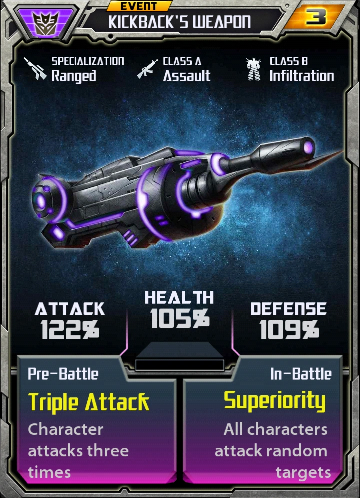 Event Kickback's Weapon | Transformers Legends Wiki | Fandom