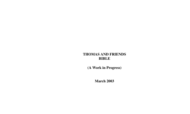 Thomas and Friends Writer's Bible (March 2003) | Thomas The Tank Engine ...