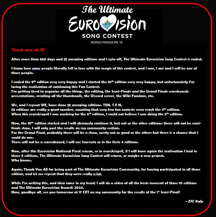 The Ultimate Eurovision Song Contest | TUE Fan Contest Wiki | Fandom