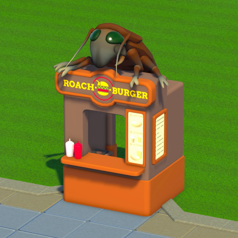Roach Burger Kiosk | Two Point Campus Wiki | Fandom