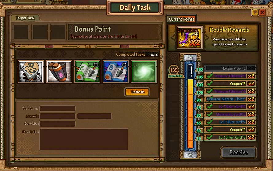 Daily Task | Ultimate Naruto Game Wiki | Fandom