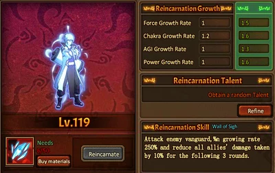 Reincarnation Stats | Unlimited Ninja Wiki | Fandom