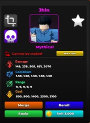 Jhin | Ultimate Tower Defense Wiki | Fandom