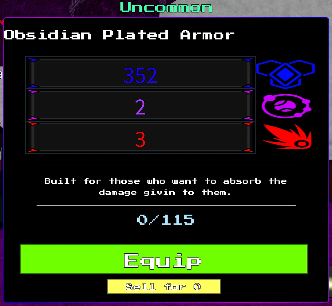 Obsidian Plated Armor | Undertale Dungeons: Alive Official Wiki | Fandom