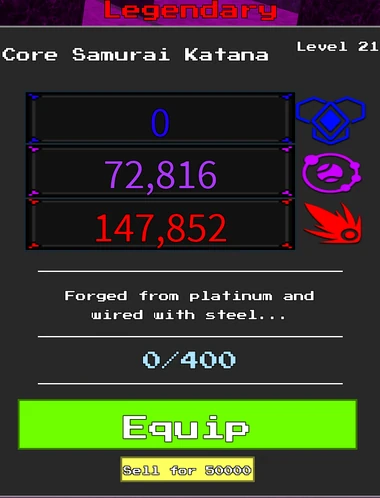 Core Samurai Katana(0-1) | Undertale Dungeons: Alive Official Wiki | Fandom