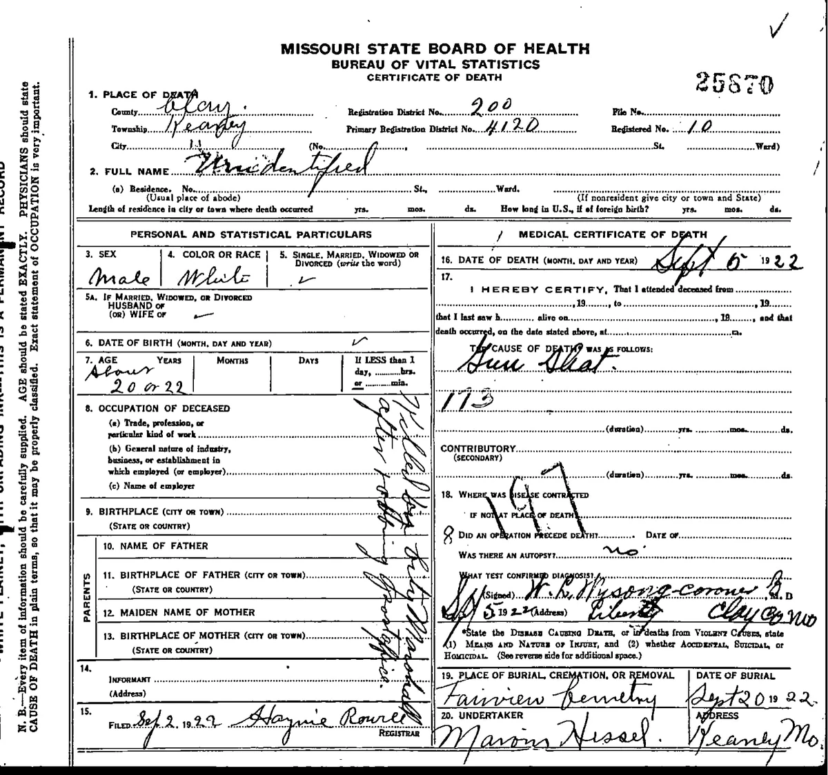 Clay County John Doe (1922) | Unidentified Wiki | Fandom