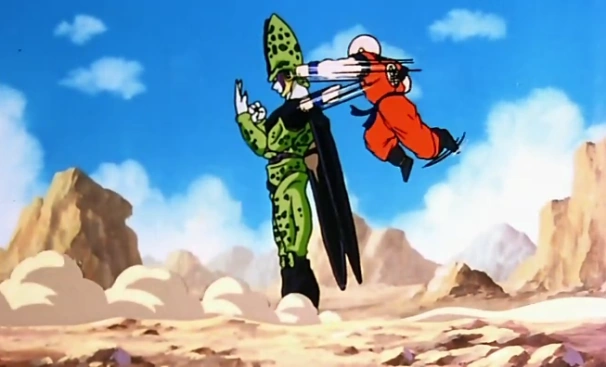 Krillin and Future Trunks (Super Saiyan Second Grade) vs. Cell (Perfect ...