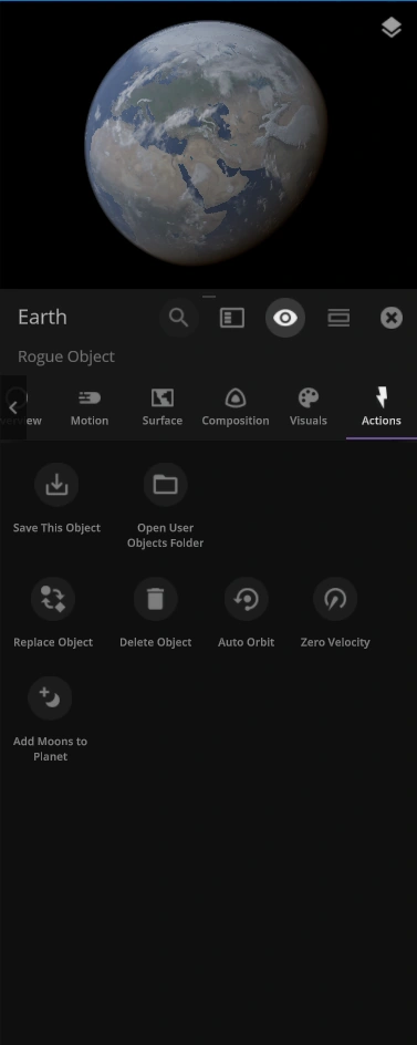 Actions Tab - Official Universe Sandbox Wiki