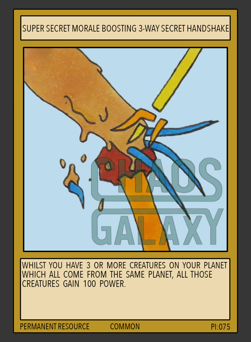 Super Secret Morale Boosting 3 Way Secret Handshake | Chaos Galaxy TCG ... Super Secret Morale Boosting 3 Way Secret Handshake | Chaos Galaxy TCG ...