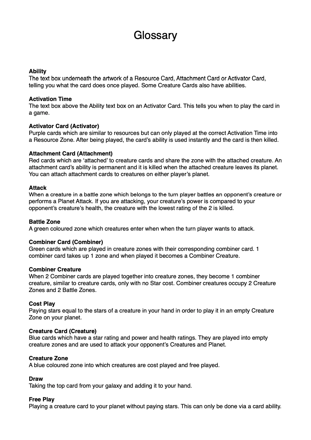 Chapter 13: Glossary | Chaos Galaxy TCG Wiki | Fandom
