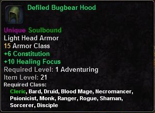 Defiled Bugbear Hood | Vanguard Saga of Heroes | Fandom